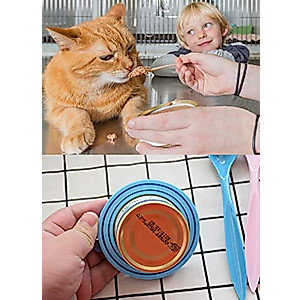 Comtim Pet Food Can Cover Silicone Can Lids for Dog and Cat Food(Universal Size,One fit 3 Standard Size Food Cans),Blue and Green