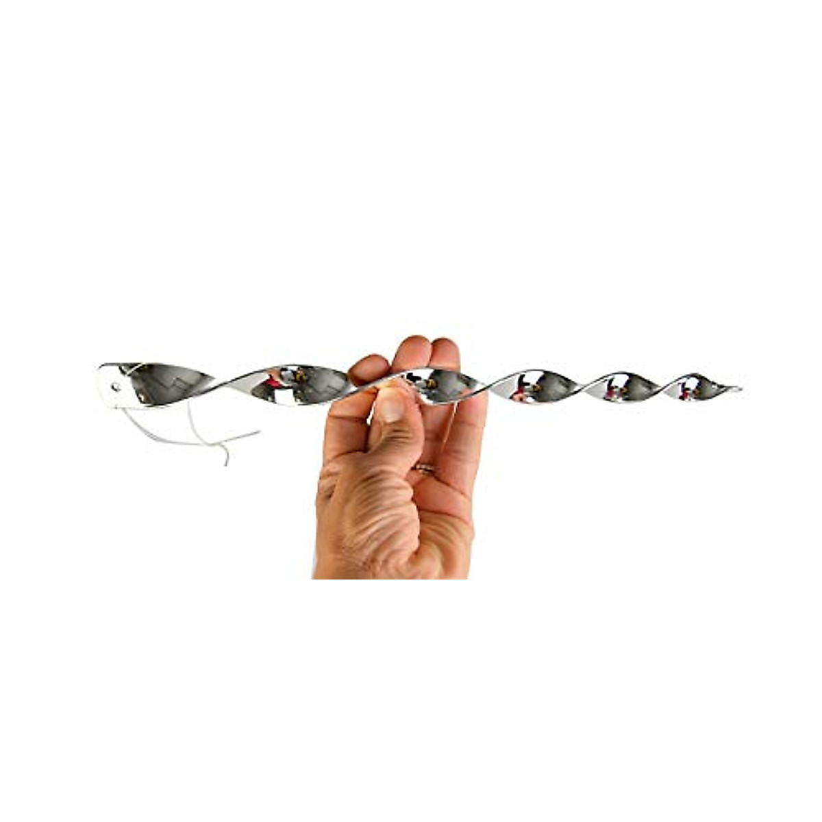 Home-X Extra Long Bird Deterrent Reflective Scare Rods -Ornaments, Outdoor Hawk and Duck Deterrent, Ornamental Spiral Deterrent Control Device, 12 Pack, 15" L x 1” W, Silver