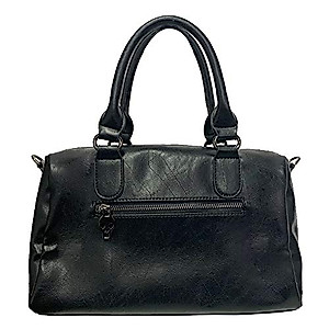 FiveloveTwo Women Skull Chain Handbag and Purse Gothic Rivet Tote Satchel Shoulder Bag Black