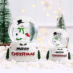 Music Boxes for Girls Snowman Glass Ball Miniature Christmas Snow Globe with Colorful Lighting Fall Resistant Snowman Statue Glass Snow Globe (Color : Small, Size : Snowman)