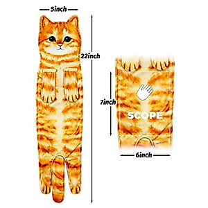 Infaccial Funny Cat Hand Towels for Bathroom Kitchen-Cute Hanging Cat Towel Decorative Animal Washcloths Face Towels Cat Decor-Funny Cat Gifts for Cat Lovers/House Warming Gifts for Women(Orange Cat)