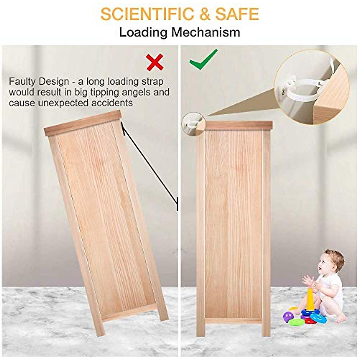 Furniture Anchors for Baby Proofing 6 Pack Anti Tip Furniture Straps Cabinet Wall Anchors Kit Protect Child Safety Straps for Furniture Leaning Mirror Dresser Bookcase Bookshelf Earthquake Resistant