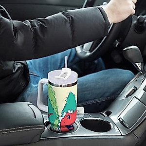 Nexawaveo Dinosaur with Boys Tumbler With Handle And Straw 30-40oz Insulated Tumbler Cups With Lid Stainless Steel for Cold Water and Drinks for School Work Sports Car Travel and Weekends