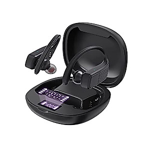 Loluka Wireless Earbuds with Earhooks Over Ear Buds Adjustable Sport Bluetooth Earphones True Noise Cancelling Small Earphones with Mic Stereo Waterproof Headset Android Workout Running Gym