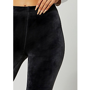 Conceited Velvet Leggings for Women - Premium Ultra-Soft Warm Velour Pants - Black - Small