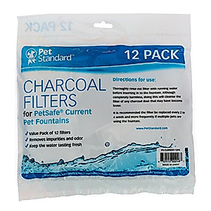 PET STANDARD Replacement Water Filter Compatible with PetSafe® Aqua Fountain Aqua Cube®, Aqua Fountain Aqua Falls® and Current Pet Water Fountain, Pack of 12