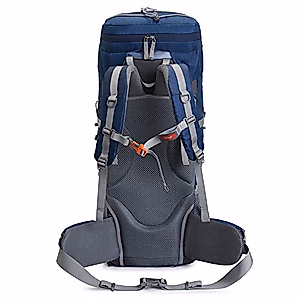 Bseash 60-65L Waterproof Hiking Camping Backpack with Rain Cover,Outdoor Sport Travel Bag Daypack for Climbing Touring (Blue)