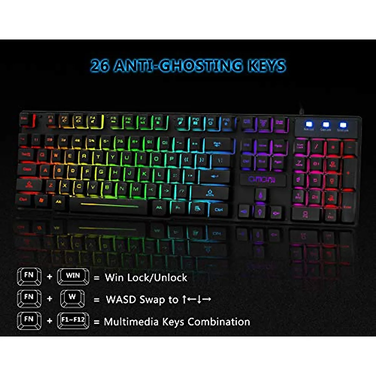 Gaming Keyboard Mouse and Headset with mic Combo USB Wired RGB Backlit ...