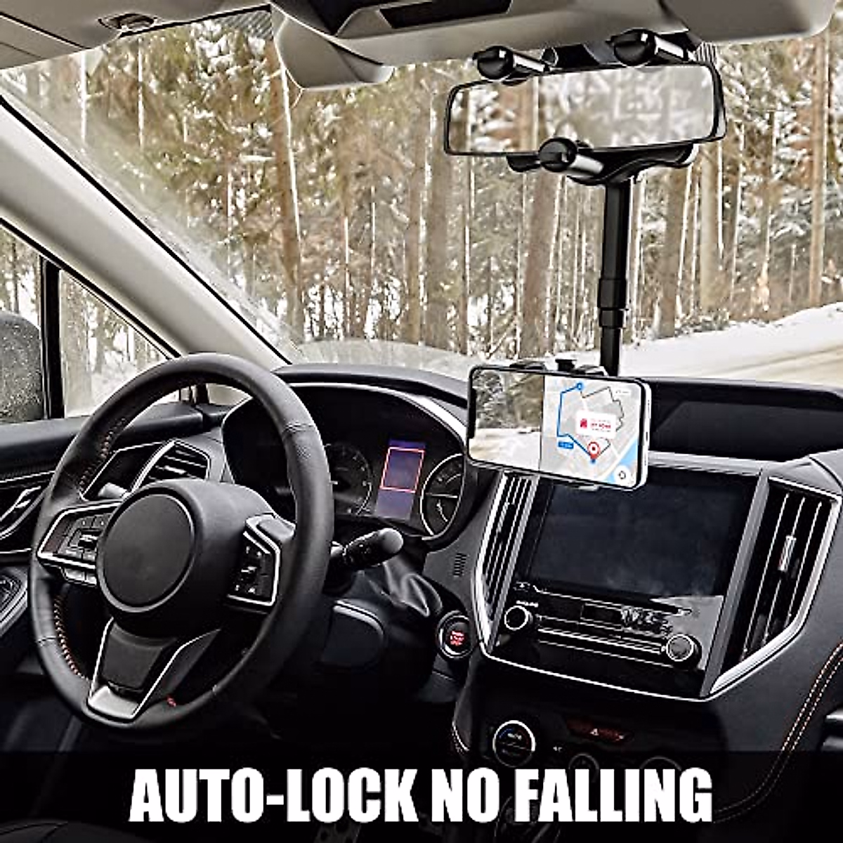 SXhyf Rear View Mirror Phone Holder, 2023 Rotatable and Retractable Car Phone Holder, Universal Car Phone Holder Mount, Cell Phone Holder Car Fit for iPhone 11 12 13 14 Pro Max Samsung All Phone