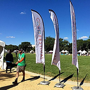 Anley Foldable Ground Base with Water Bag - Fits Flutter Feather Banner Flag Pole with a 0.65" Inner Diameter - Stainless Steel Stand with Round Weight Bag for Outdoor Business - Base Only