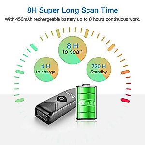 Eyoyo Mini 2D QR 1D Bluetooth Barcode Scanner, Portable Wireless Barcode Reader with USB Wired/Bluetooth/ 2.4G Wireless Connection PDF417 Data Matrix Image Scanner for iPad, iPhone, Android, Tablet PC