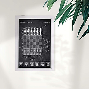 Wynwood Studio Entertainment and Hobbies Framed Wall Art Prints 'Chess Game and Method 2000 Chalkboard' Home Décor, 13" x 19", Black, White