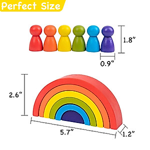 SGVV90 Wooden Rainbow Stacking Game Learning Toy Geometry Building Blocks,Montessori Learning Educational Toys