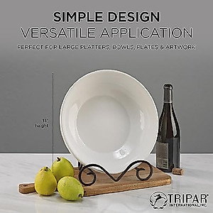 TRIPAR 9" Large Black Metal Scroll Display Rack Easel for Bowls, Platters, Cookbooks, Plates, and Artwork