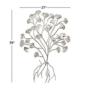 Deco 79 Aluminum Floral Wall Decor, 27" x 2" x 39", Silver