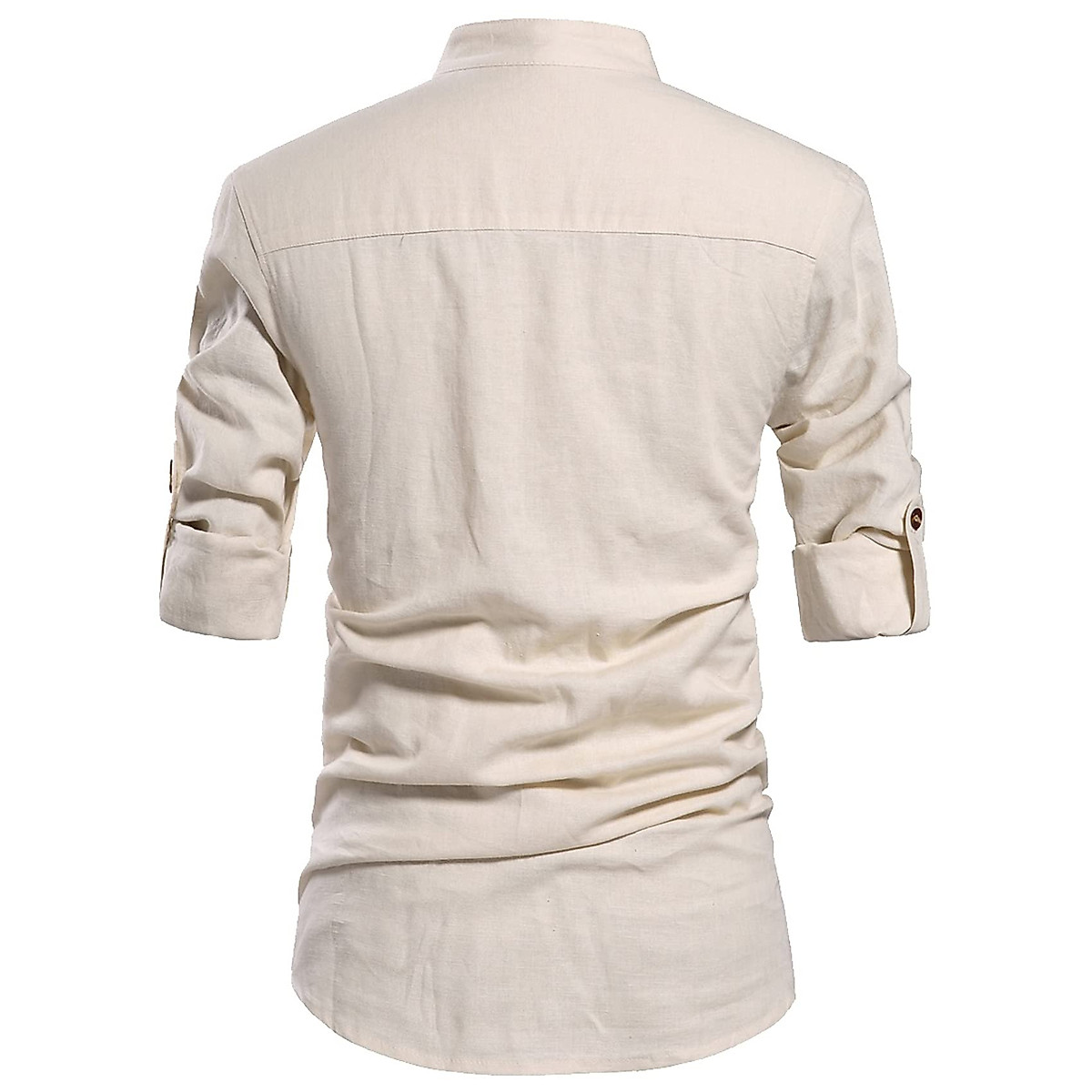 NITAGUT Men's Cotton Linen Blend Shirts , 01 Beige , US M/Chest 38-41