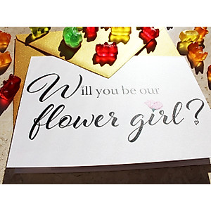 Will You Be Our Flower Girl Proposal Card, Cute and Sweet Wedding Flower Girl Invitation with Beautiful Designer Golden Shimmer Envelope (Flower Girl (1 card))