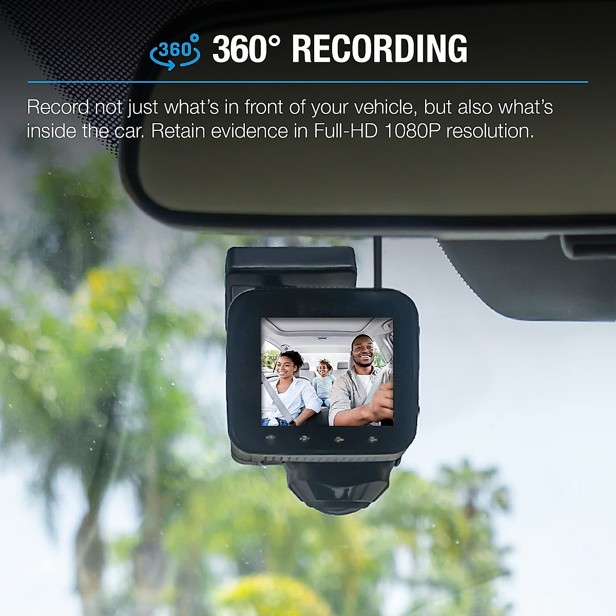 Type S | 360° Smart Dash Camera P100, 1080P FHD Resolution w/Wide Viewing Angle, Multiple Recording Modes, VR Recording, Automatic Night Vision, 24 Hour Surveillance, Perfect for Rideshare Drivers