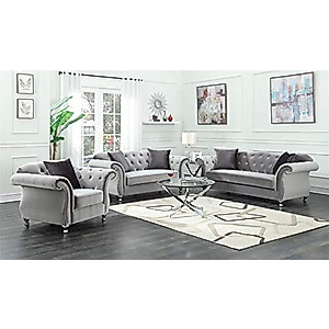 Coaster Furniture Frostine Sofa Silver Velvet Chrome Chrome 551161