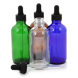 Vivaplex, 8, Assorted Colors, 4 oz Glass Bottles, with Glass Eye Droppers