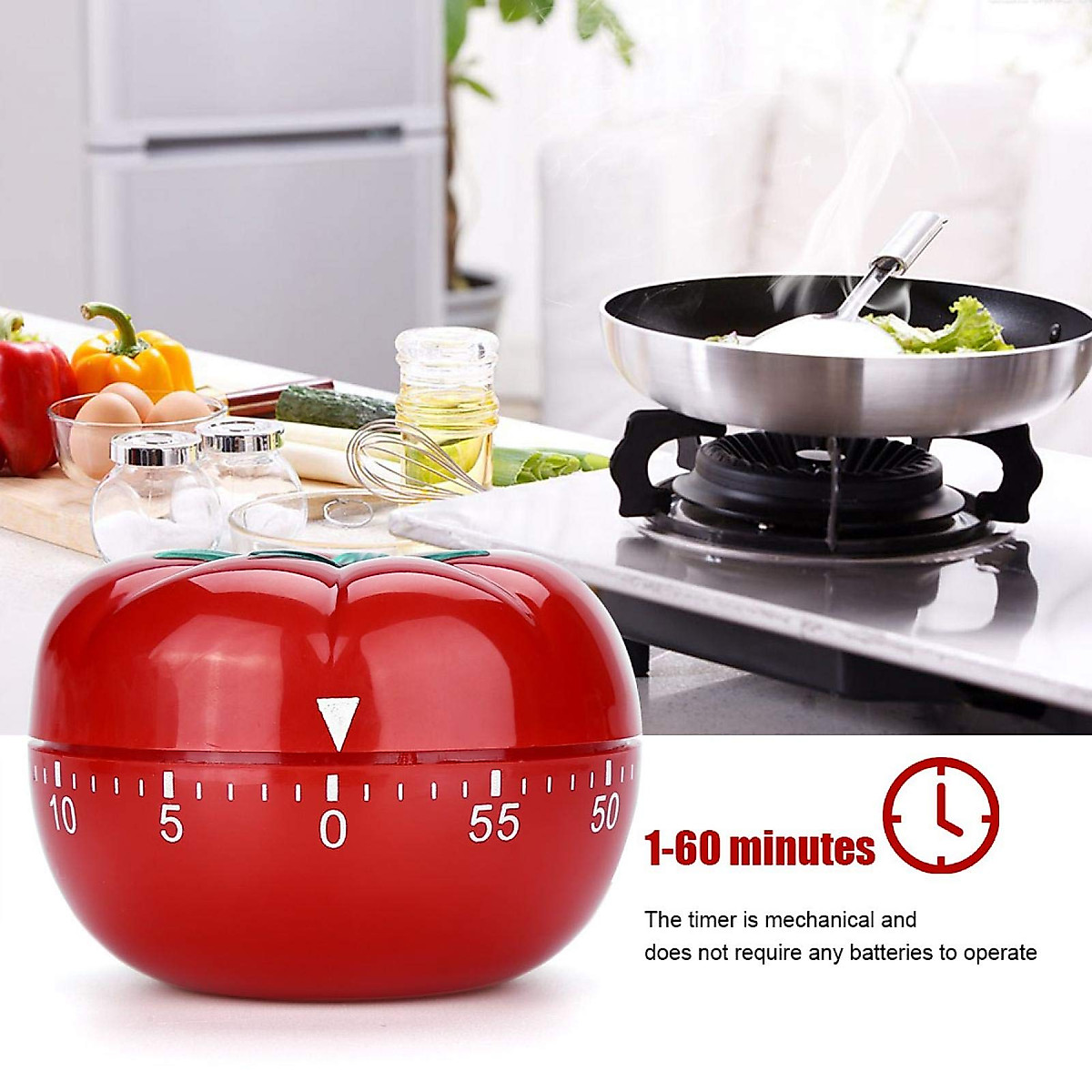 Tomato Shaped Mechanical 60 Minutes Countdown Timer Kitchen Cooking & Baking Helper Count Up Down Magnetic Timer Clock with Alarm Fast Setting(6.3x4.5cm)