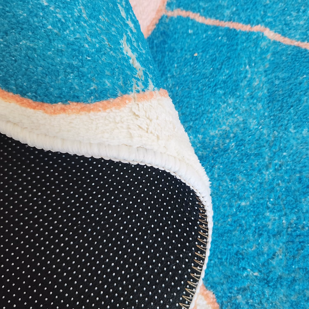 Poowe Teal Blue Flower Shaped Rug,Cute Round Rug for Bedroom Living Room, Fluffy Circular Rug Washable Nursery Rug for Kids Room Nonslip Indoor Floor Mat for Entryway-39.4" Round