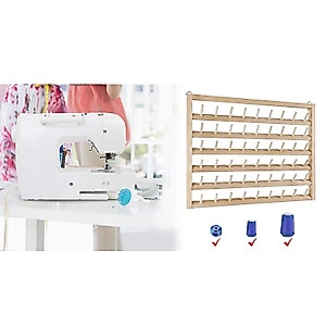 54-Spool Thread Rack, Wall-Mounted Thread Holder, Pine Thread Holder Organizer for Sewing, Embroidery, Jewelry