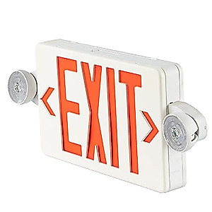 OSTEK Red LED Exit Sign with Emergency Light, Two LED Adjustable Head Emergency Exit Lights with Battery Backup, Dual LED Lamp ABS Fire Resistance UL-Listed 2Pack