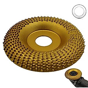 4 Inch Wood Carving Disc Angle Grinder Wheel Disc for Wood Cutting, Shaping Polishing with 7/8" to 5/8" Adapter Bushing (Gold)