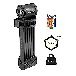 Kryptonite Keeper 510 Folding Bike Lock, Compact Lightweight High Security Anti-Theft Foldable Bicycle Lock with 2 Keys and Mount for E-Bikes Scooter Road Mountain Bikes, 100cm (39in),Black