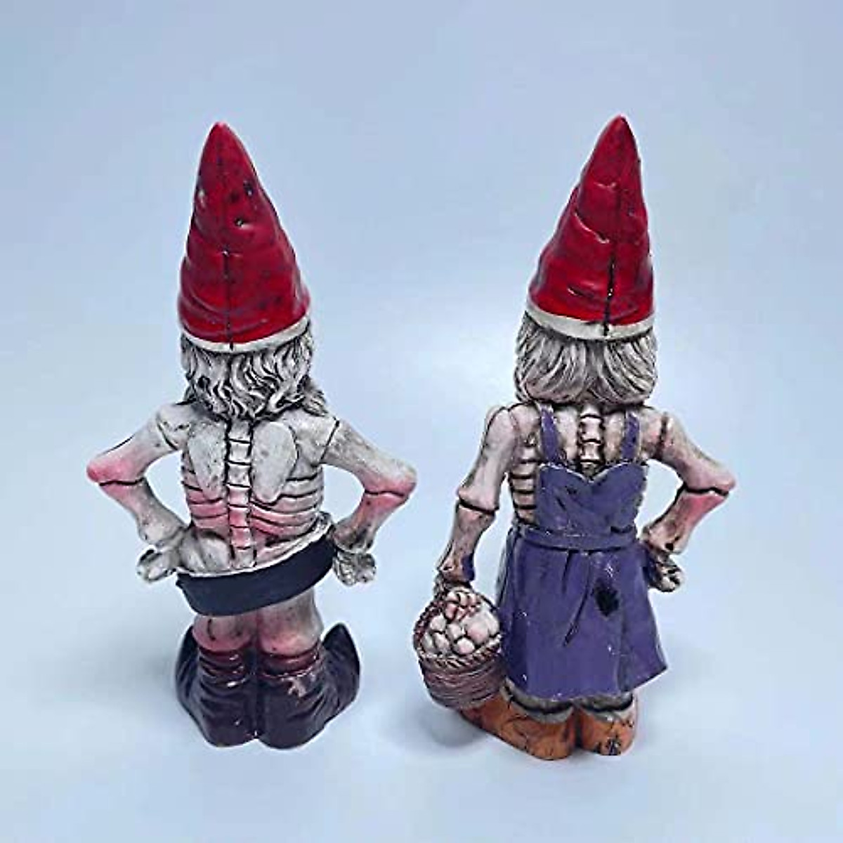 JARPSIRY 2PCS Male and Female Halloween Skeleton Gnome Couple Garden Gnomes Statue Zombie Gnome Sculptures Resin Dwarf Figurines for Indoor Home Ornaments Outdoor Patio Yard Lawn Porch Decor