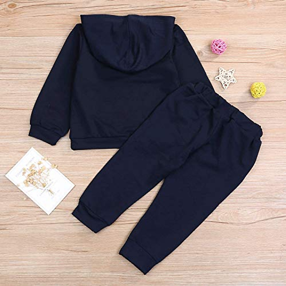 Guodeunh Boy Clothes Set for 1-5 Years,Toddler Baby Boys Kid Letter Print Hoodie Long Sleeve Tops Pattern Pants Fall Winter Sweatshirt (Navy, 3-4T)