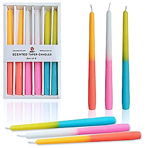 Scented Candle Colored Taper Candles Sticks - SEUCRWAX Smokeless Gradient Candles Rose Set of 6, for Home Decor, Wedding, Festival and Special Occasions