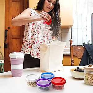 Okllen 40 Pack Small Storage Container Boxes, 10 OZ Food Container Jar with Airtight Screw Lid, Reusable Wide Mouth Slime Cup for Snack, Soup, Fruit, BAP Free, Sturdy Plastic