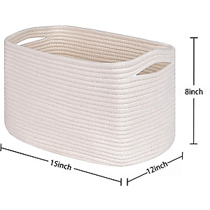 Shelf Cube Storage Organizer Bins,Rectangular Woven Basket for Living Room,Decorative Closet Storage Basket,Skin-friendly Rope Basket for Shelves,2 Pack