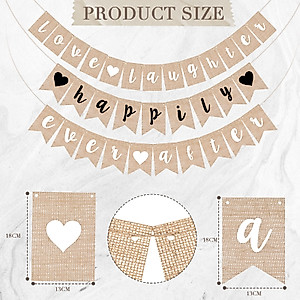 Love Laughter and Happily Ever After Burlap Banner 3 Pcs Bridal Shower Banner Engagement Decorations Wedding Shower Banner Bridal Party Sign Rustic Bunting Garland for Wedding Party Favors Supplies