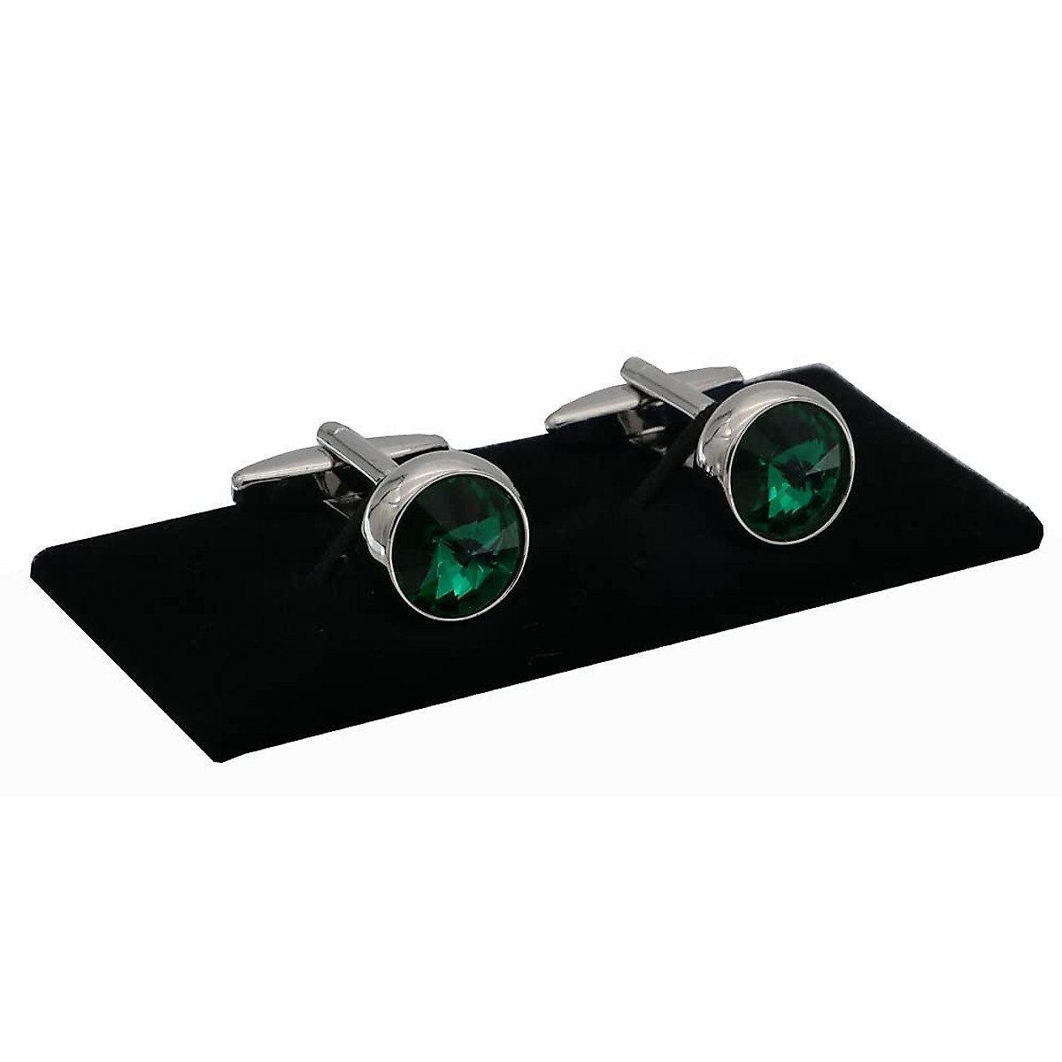 iGame Men's Luxury Crystal Cufflinks Green Color Stone Quality Wedding Cuff Links with Gift Box