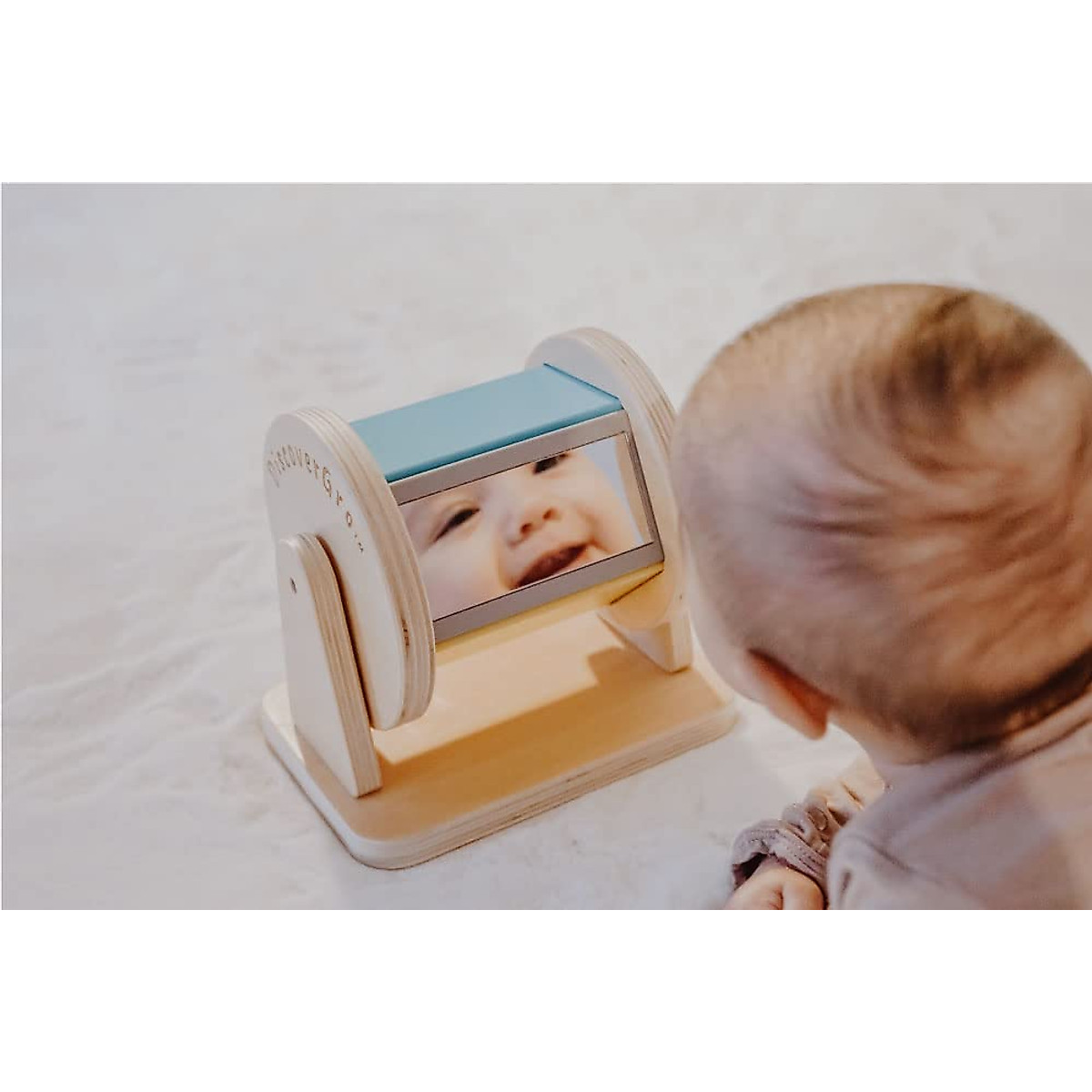 DISCOVERGRO Montessori Wooden Rainbow Spinning Toy Drum | Montessori Baby Toy 3 Months - 2 Years Old + | Educational Toys for Early Development | Baby Montessori Toys