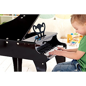 Hape Classic Grand Black Piano| Thirty Key Wooden Keyboard Musical Toy Set for Kids Age Year 3 and up