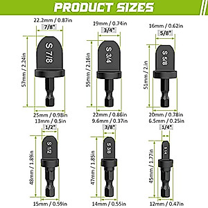 6pcs Hex Handle HVAC Tools Air Conditioner Copper Pipe Swaging Tool Round Handle Tube Expander Drill Bit Repairing Set with 1/4, 3/8, 1/2, 5/8, 3/4 Bits