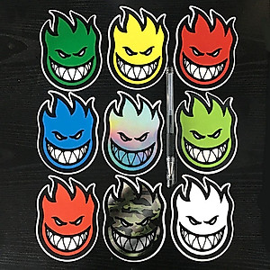 WaiYo 10 PCS Large Spit-Fire Stickers,4 Inches Stickers,Cool Flame Skateboard Stickers,Vinyl Waterproof Stickers for Laptop,Water Bottles,Luggage,Computer,Cellphone,Skateboard,Guitar
