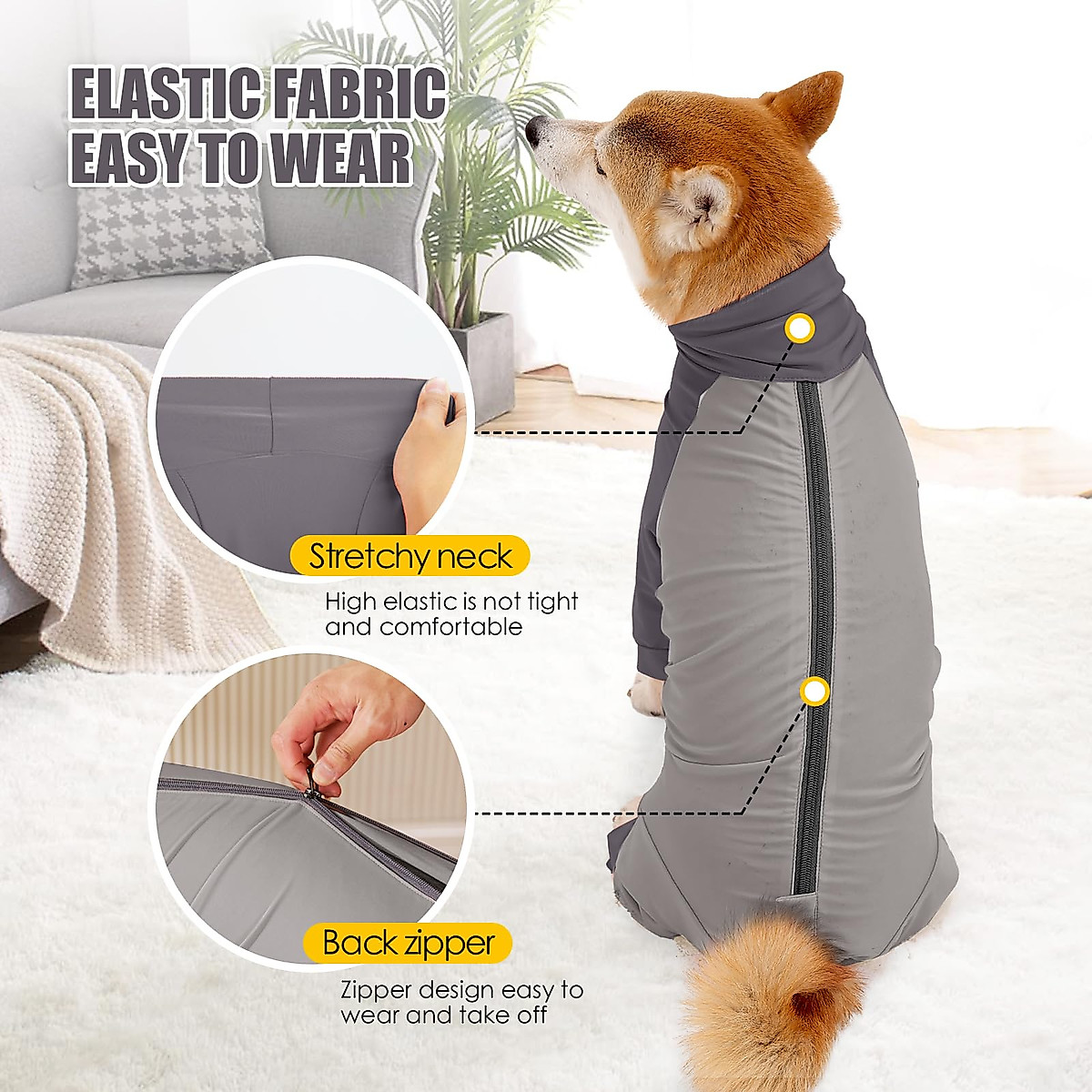 Dog Onesie for Surgery Female Male, Dog Recovery Suit for Dogs After Surgery, Breathable Dog Surgery Suit Female Spay Dog Pajamas Body Suits Prevent Shedding Suit Dog Cone Alternative Anti Licking