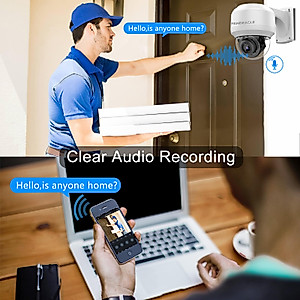 PANOEAGLE Outdoor 8MP PTZ PoE IP Camera Dome with Pan Tilt 4X Optical Zoom Motorized Lens, Built-in Mic, Human Vehicle Detection, 165ft IR Night Vision, IP67, IK10