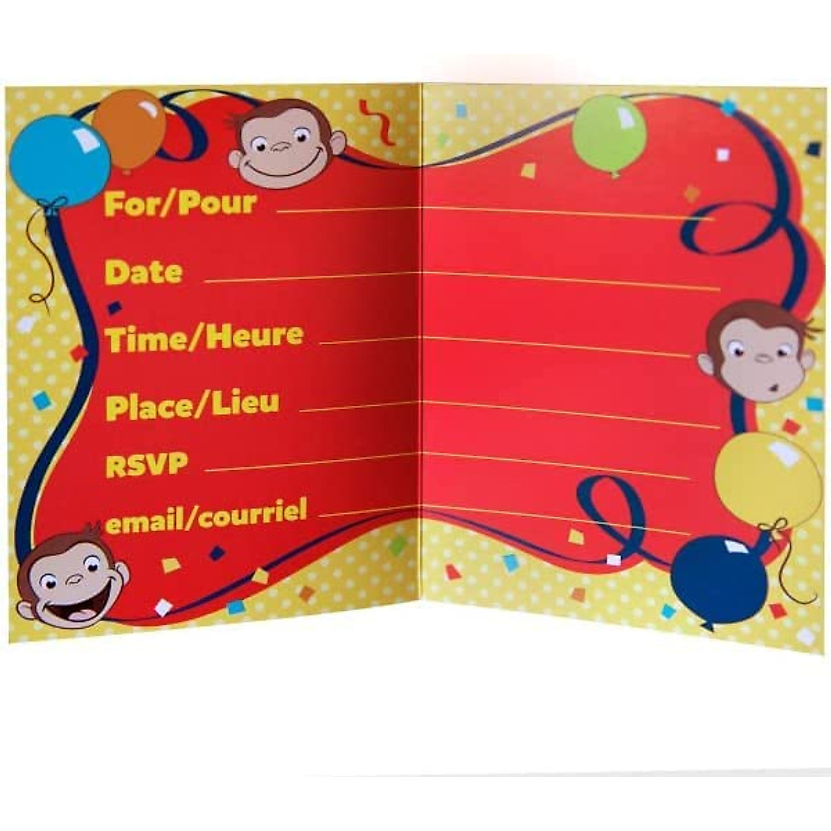 Unique Curious George Birthday Party Supplies Bundle Pack includes Party Invitations with Envelopes - 16 Count