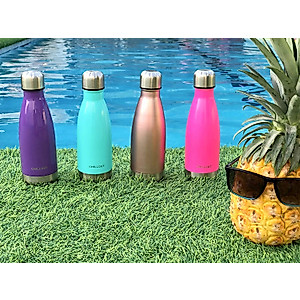 CHILLOUT LIFE Stainless Steel Water Bottle for Kids School: 12 oz Double Wall Insulated Cola Bottle Shape for Cold and Warm Drinks, BPA Free Metal Sports Bottle for Boys, Girls & Women