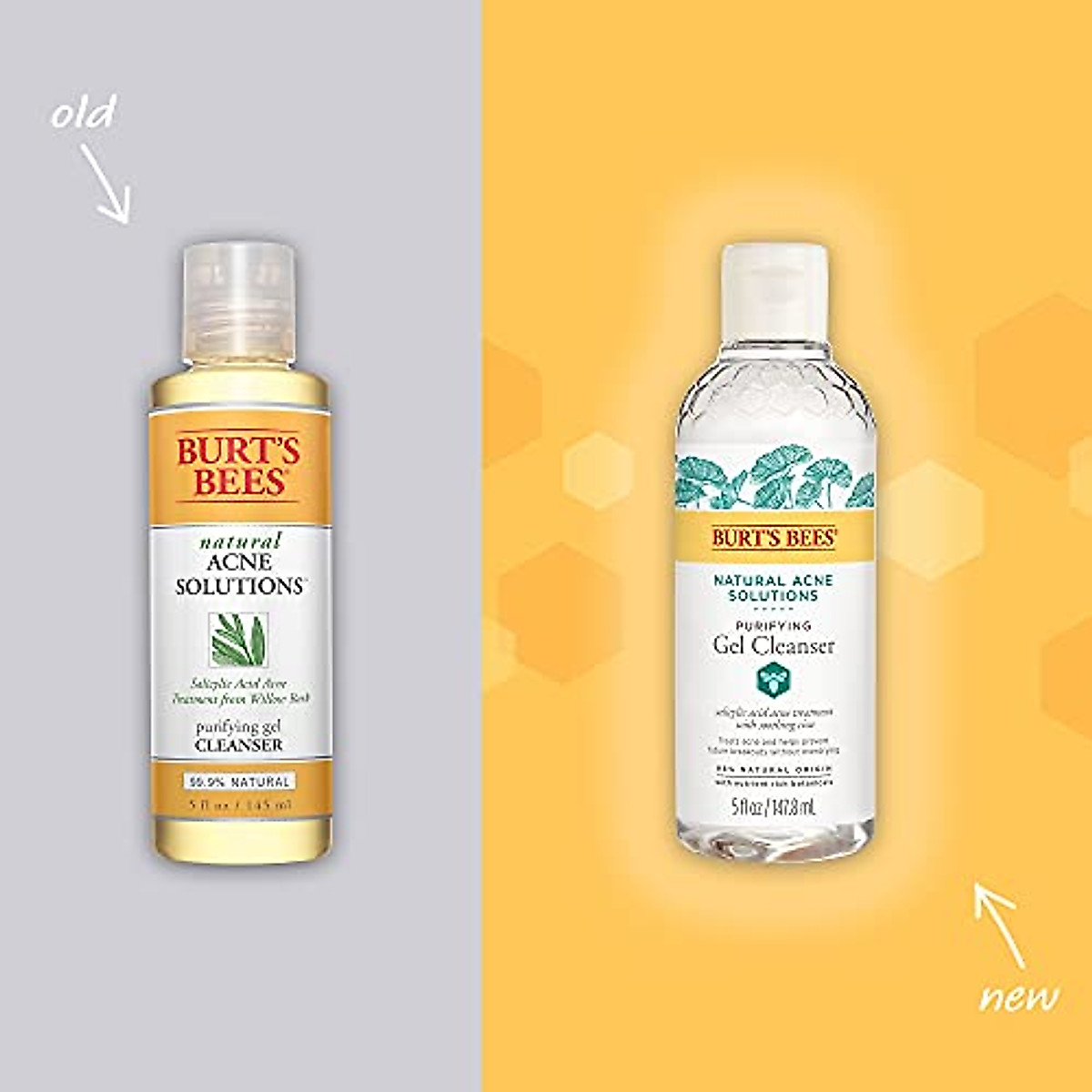 Burt's Bees Natural Acne Solutions Purifying Gel Cleanser, Face Wash for Oily Skin, 5 Oz (Package May Vary)