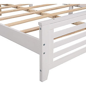 STP-Y Queen Bed Frame with Headboard Wood Platform Queen Bed,No Box Spring Needed (White, Queen) (Color : White, Size : Queen)