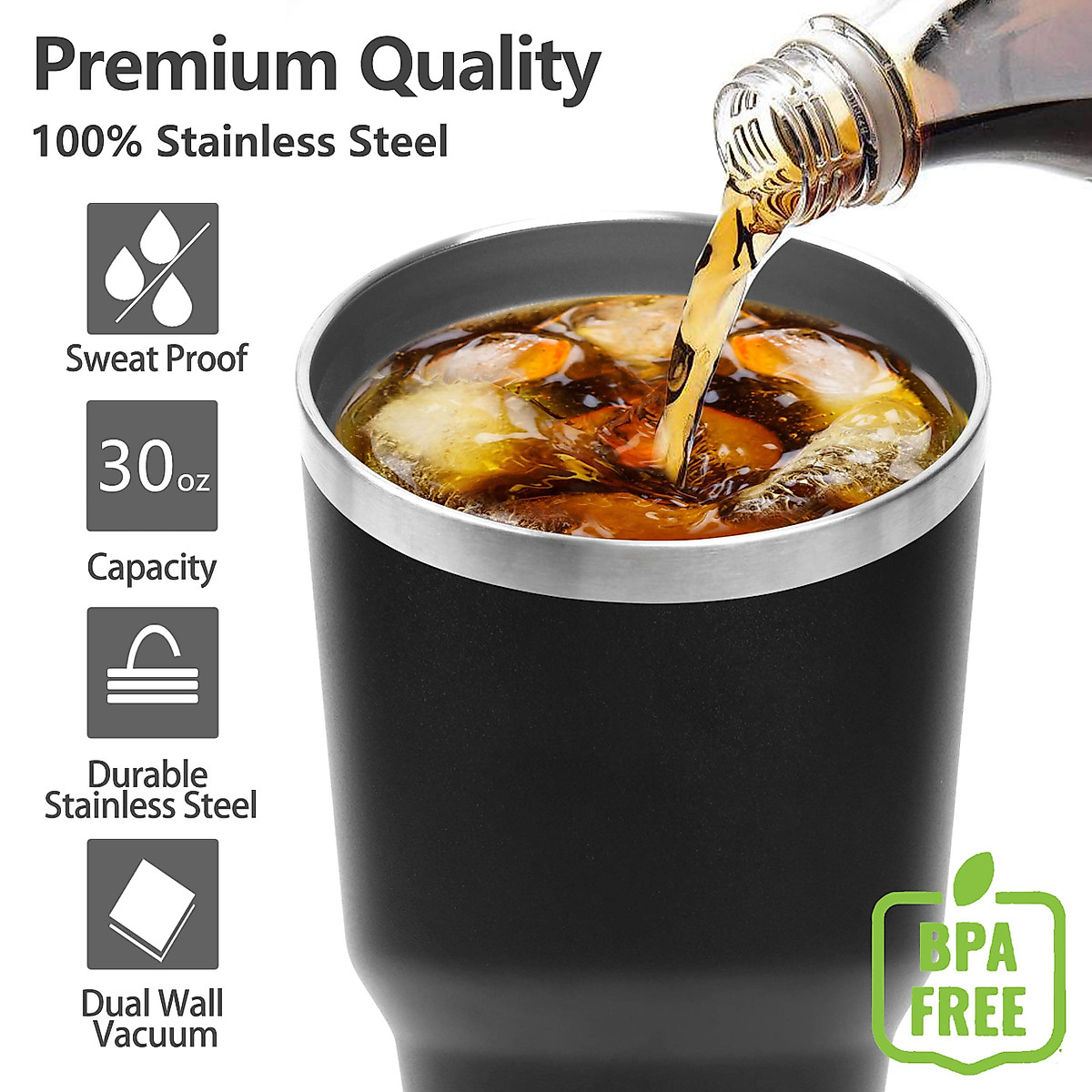 Toopify 30 oz Stainless Steel Insulated Tumbler Travel Mug with Straw Slider Lid, Cleaning Brush, Double Wall Vacuum