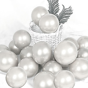 XIKSXITN Metallic Silver Balloons Small Mini Metallic Balloons Helium Balloons for Party Decorative, Pack of 100
