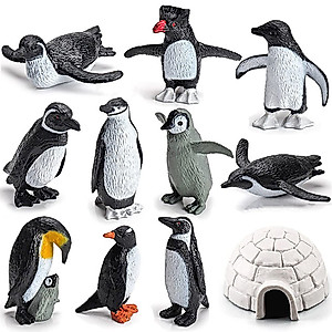 BLAPNK 11PCS Realistic Penguin Figurines, Miniature Antarctic Animal Penguin Figures Easter Eggs Cake Toppers Christmas Birthday Gift for Kids Toddlers